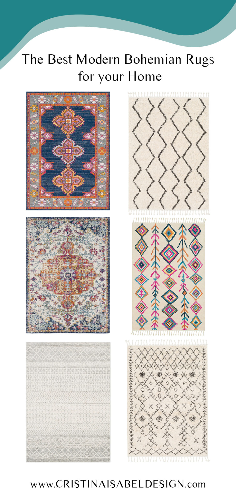 The Best Modern Bohemian Rugs for your Home - Cristina Isabel Design